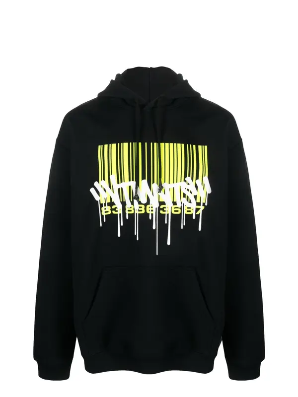 VTMNTS Barcode-print Long-sleeve Hoodie - Black