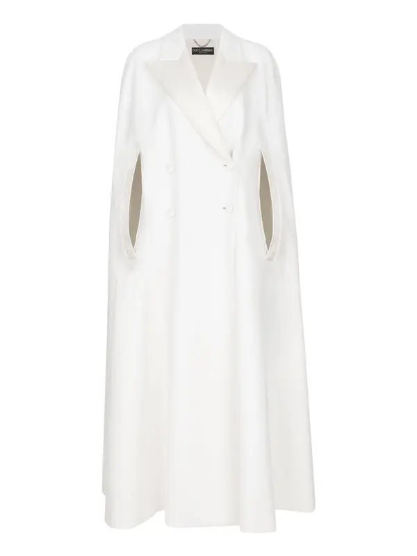 Dolce & Gabbana Double-breasted Cape Maxi Coat - White
