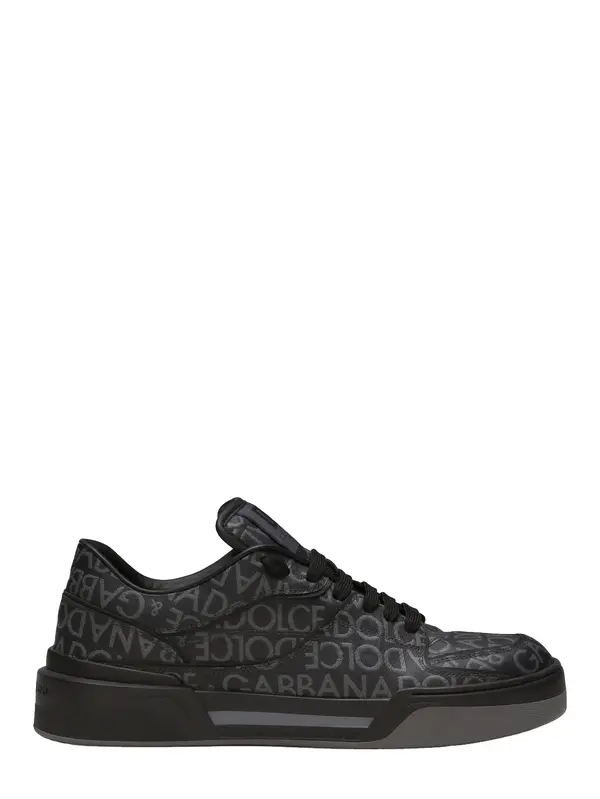Dolce & Gabbana Roma Coated Jacquard Sneakers - Black