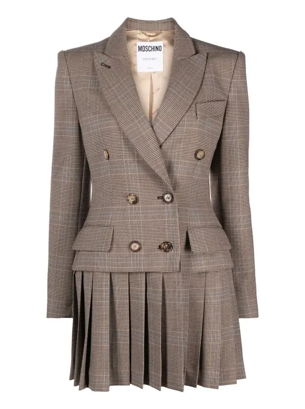 Moschino Prince Of Wales Check Double-breasted Blazer - Brown