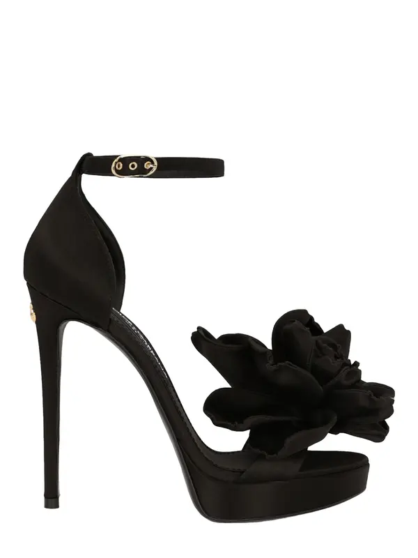 Dolce & Gabbana 105mm Keira Floral-appliqué Sandals - Black
