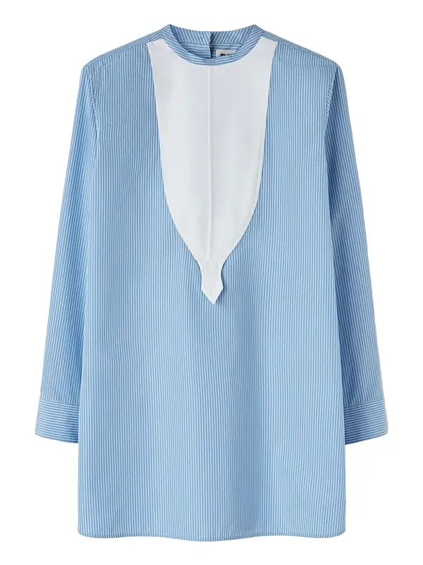 JIL SANDER Striped Cotton Blouse - Blue