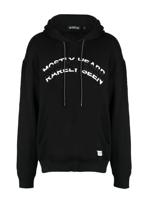 MOSTLY HEARD RARELY SEEN Logo-embossed Cotton Hoodie - Black