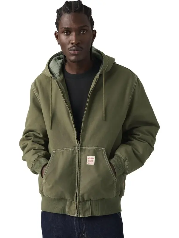 LEVI'S Potrero Hooded Denim Jacket - Washed Green Stonewash