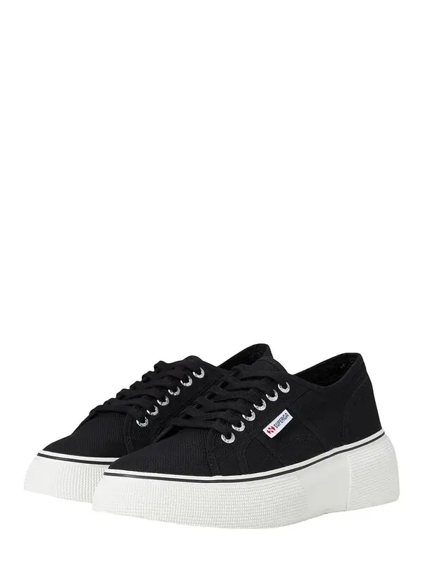 Superga 2287 Bubble Line Lace-up Platform Sneakers - Black