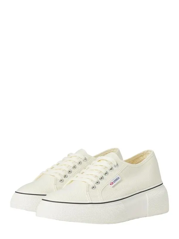 Superga 2287 Bubble Line Lace-up Platform Sneakers - White