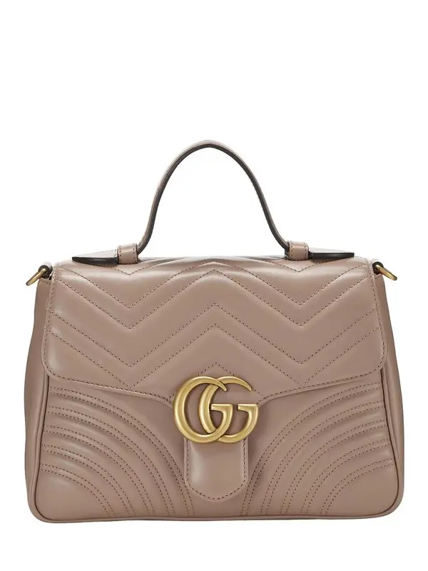 Gucci Leather Gg Marmont Top Handle Bag - Pink