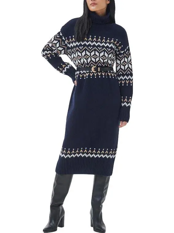 Barbour Patrisse Fair Isle Sweater Dress - Navy