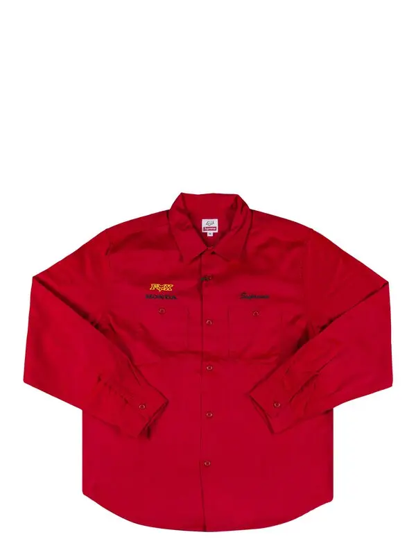 Supreme X Honda Fox Racing Work Shirt - Red