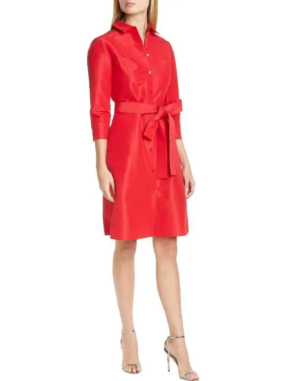 Carolina Herrera Belted Silk Shirtdress - Icon Red