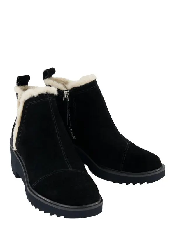 Toms Maude Faux Shearling Lined Bootie - Black Faux Fur