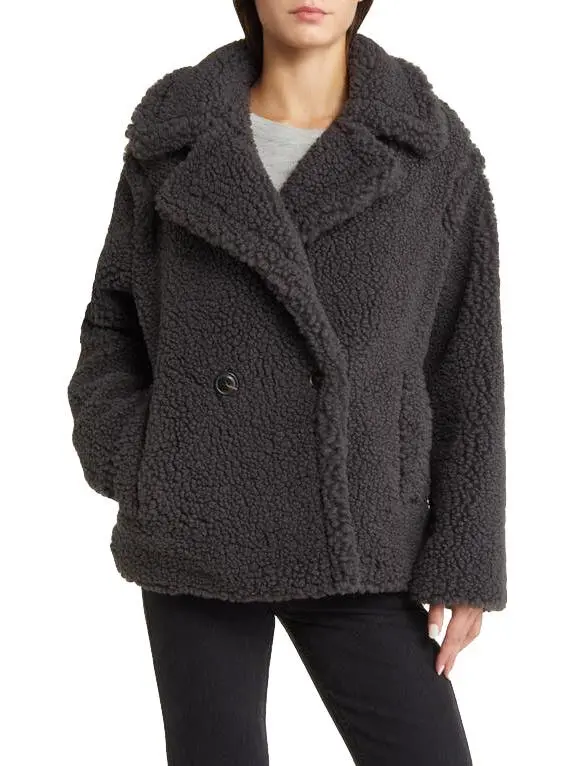 UGG Gertrude Teddy Faux Shearling Coat - Ink