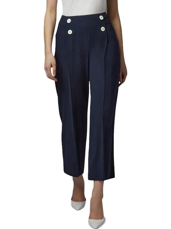 LK BENNETT Parker Button Detail Crop Trousers - Midnight