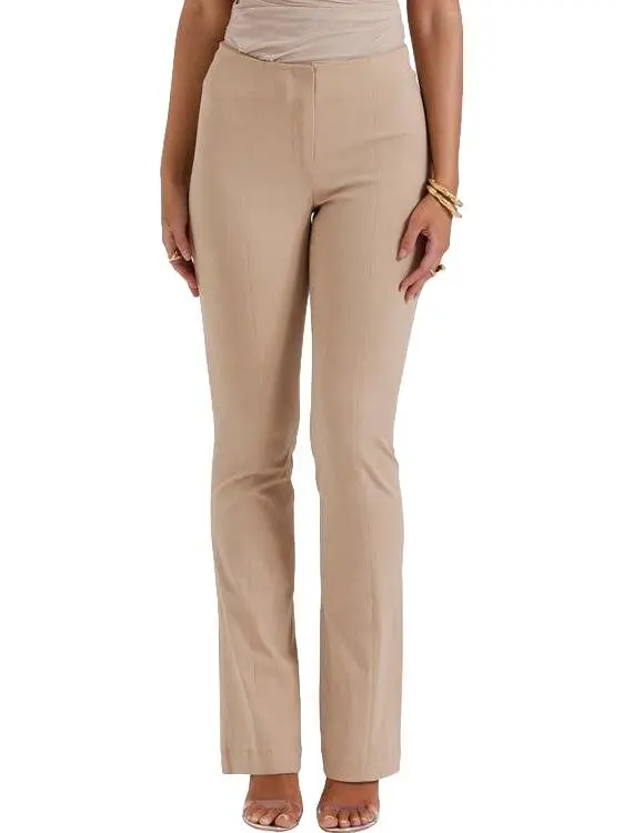 House Of Cb Cai Slim Fit Straight Leg Trousers - White Pepper