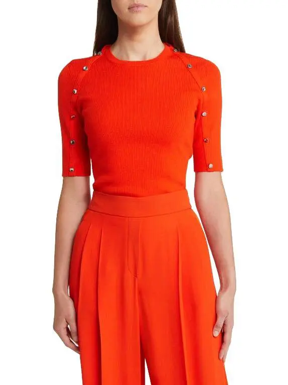 BOSS Famistosa Ribbed Button Sweater - Orange