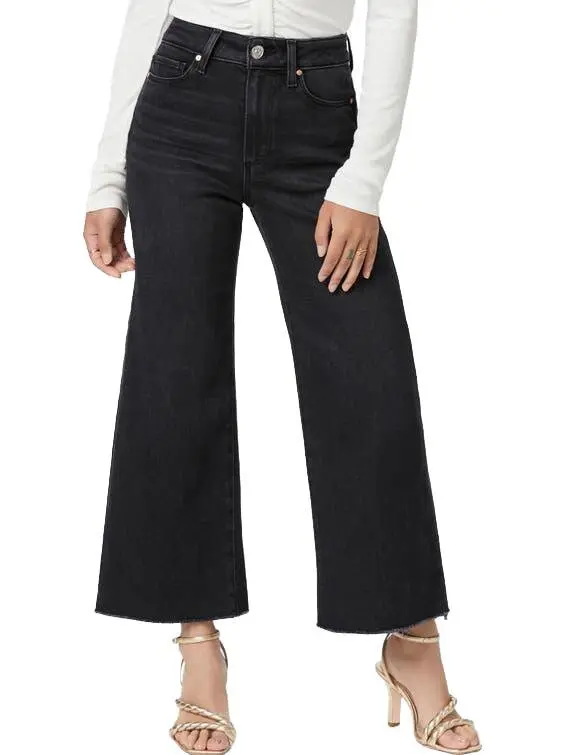 Paige Anessa High-rise Wide-leg Crop Jeans - Black Lotus