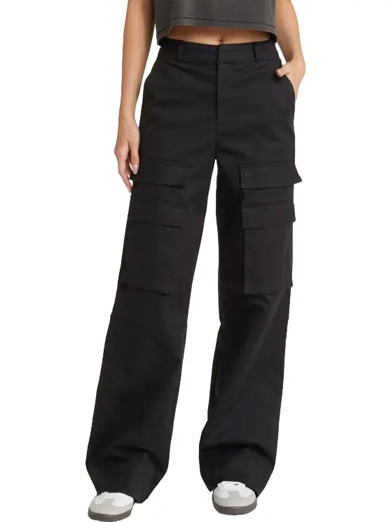 Bp. Wide Leg Cargo Pants - Black Jet