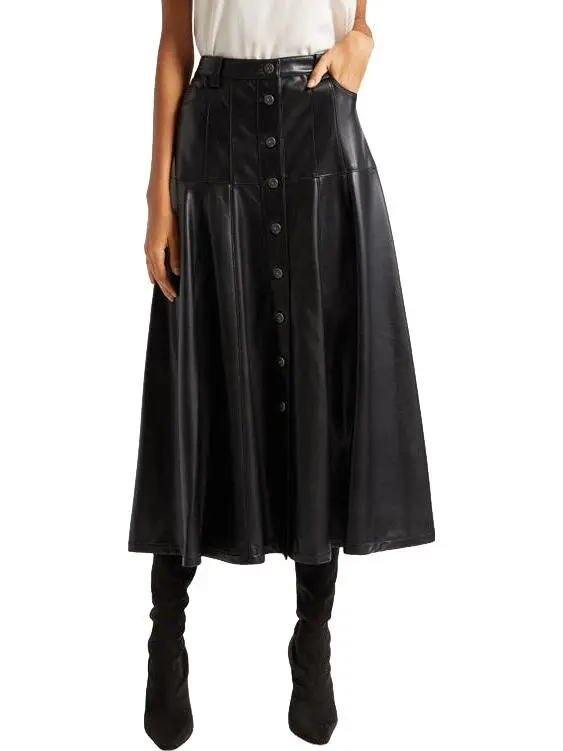 Cinq À Sept Veena Faux Leather A-line Skirt - Black