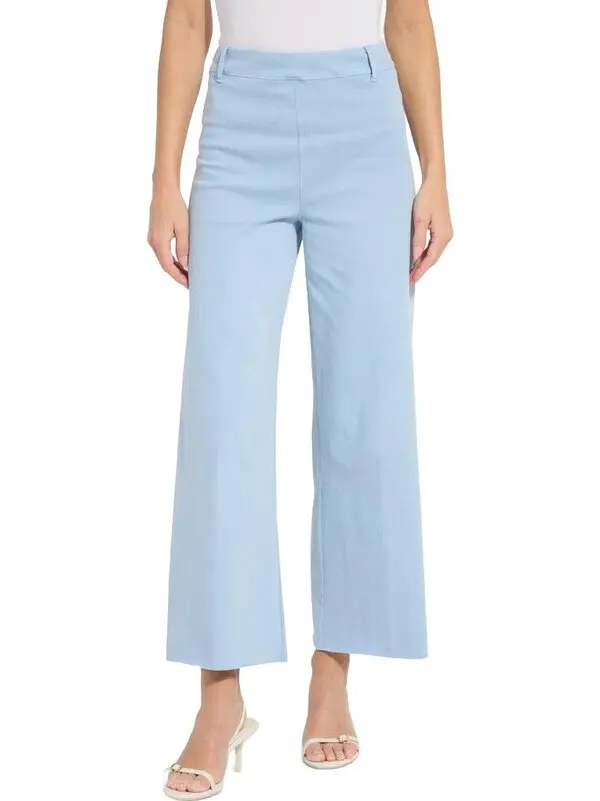 Lyssé Essentials Erin High Waist Ankle Wide Leg Denim Jeans - Antique Wash Chalk Blue