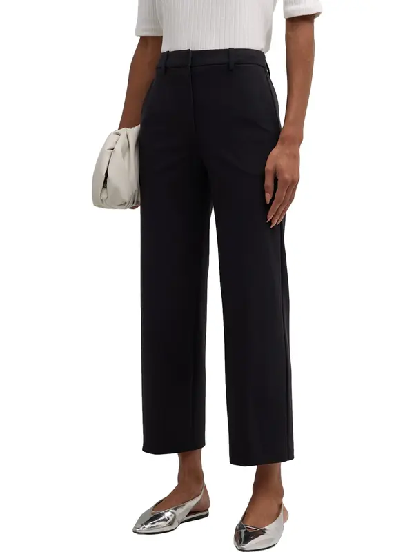 Theory Ponte High-waisted Straight Pants - Black