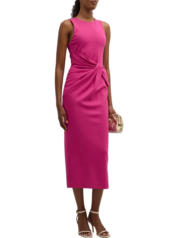 Emporio Armani Sleeveless Twist-front Midi Dress - Fuscia