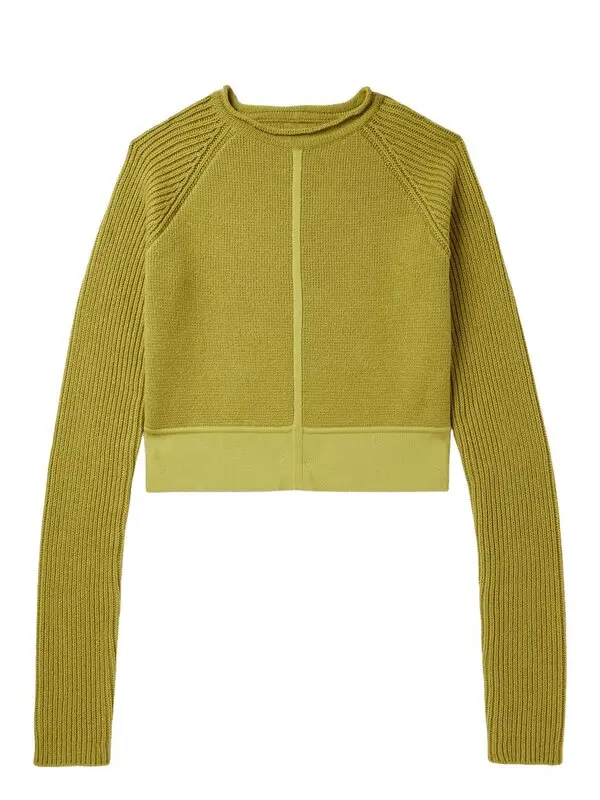 Rick Owens Cropped Ribbed Cashmere And Wool-blend Sweater - Green