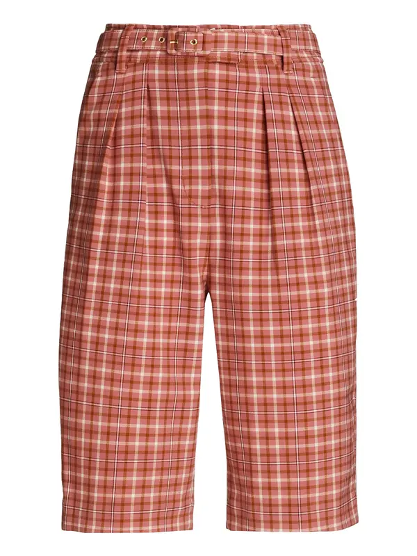 Zimmermann Checked Jacquard Pleated Shorts - Antique Rose