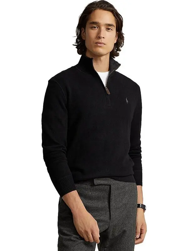 Polo Ralph Lauren Cashmere Quarter Zip Mock Neck Sweater - Polo Black