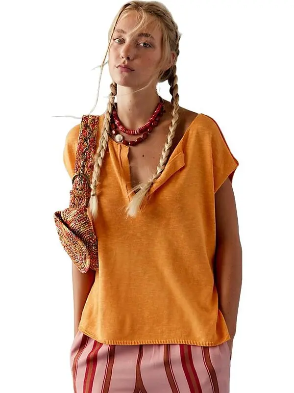 Free People Marina Del Sol Sweater Top - Malibu Orange