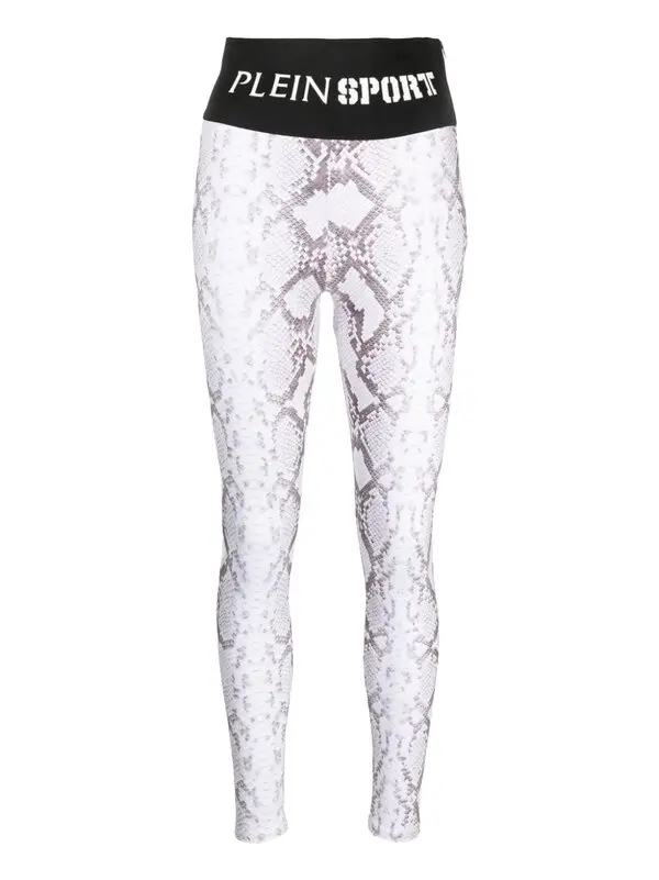 PLEIN SPORT Snake-print Cotton Leggings - Grey