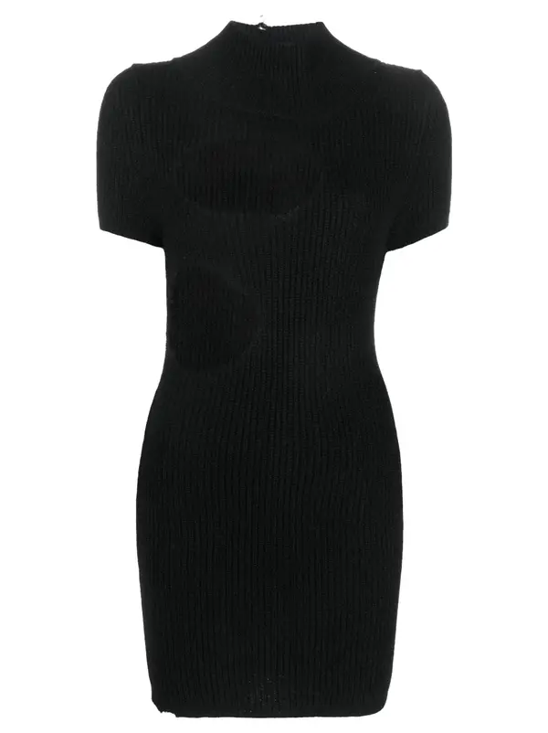 MAISON MARGIELA Cut-out Ribbed Minidress - Black
