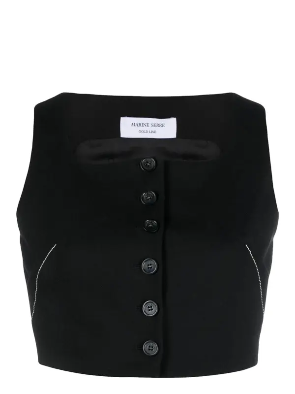 MARINE SERRE Tailoring Bustier Cropped Waistcoat - Black
