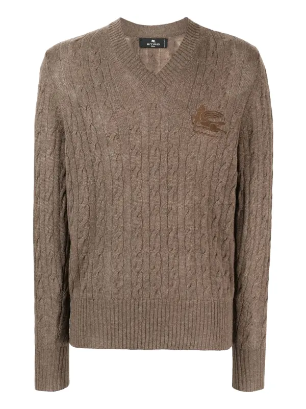 Etro Logo-embroidered Cashmere Jumper - Brown