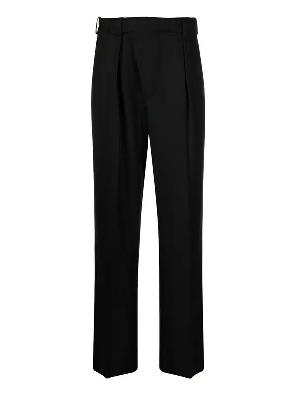 Victoria Beckham Pleated Wool Wrap Trousers - Black