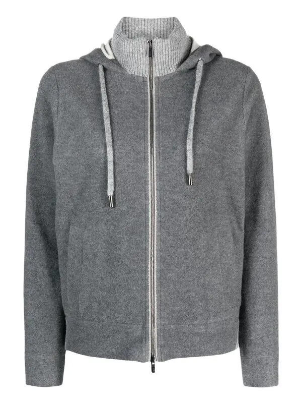 Peserico Mélange-effect Hooded Jacket - Grey