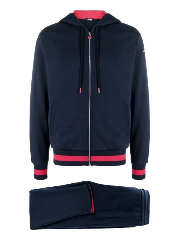 Kiton Logo-embroidered Cotton Tracksuit - Blue