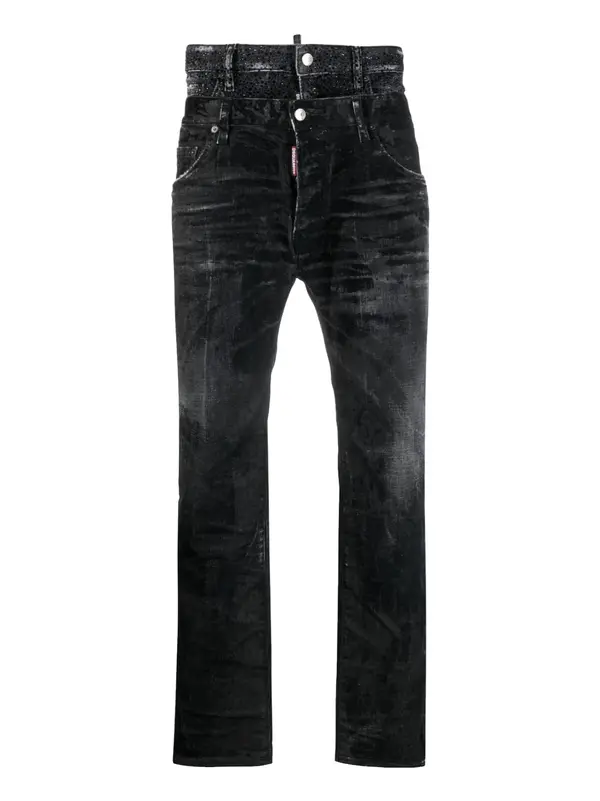 Dsquared2 Crystal-embellished Slim-cut Jeans - Black