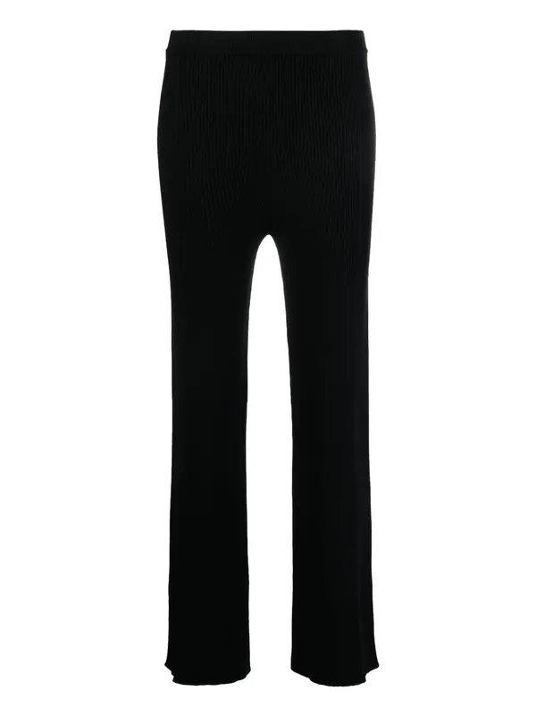 AERON Straight-leg Rib-knit Trousers - Black