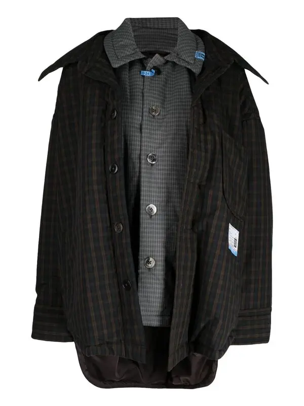 Mihara Yasuhiro Layered Checked Shirt Jacket - Brown