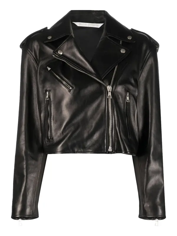 Palm Angels Zip-up Leather Jacket - Black