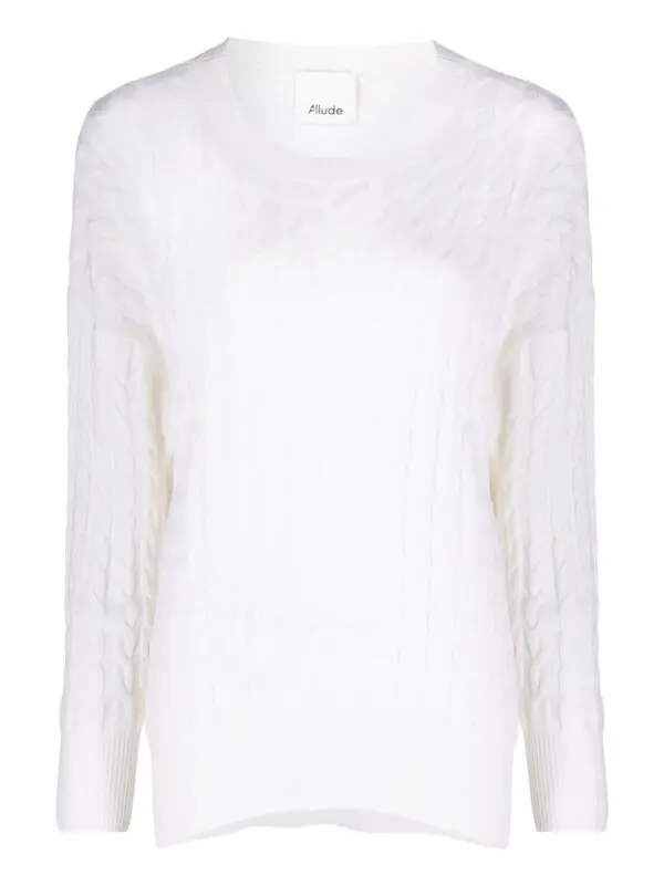 ALLUDE Cable-knit Long-sleeve Jumper - White