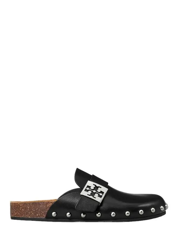 Tory Burch Mellow Suede Buckle Clogs - Black