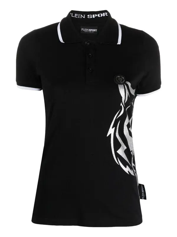 PLEIN SPORT Logo-print Polo Shirt - Black