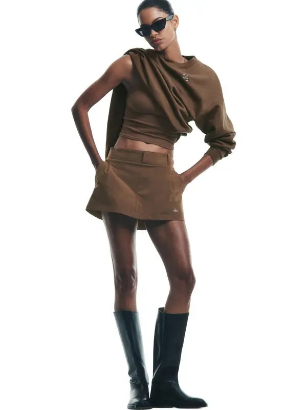 Alo Yoga Fan Club Mini Skirt - Java Brown