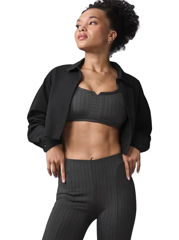 Alo Yoga Cropped Button Up Top - Black