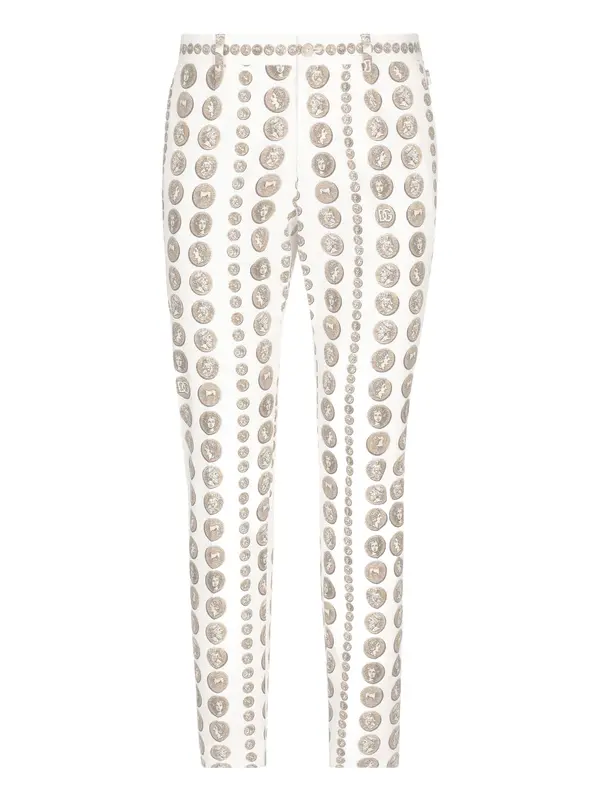 Dolce & Gabbana Motif-print Tailored Trousers - White