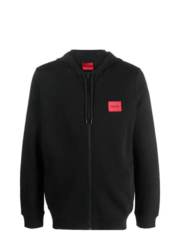 Hugo Logo-patch Cotton Hoodie - Black