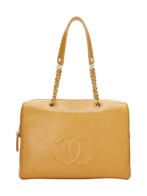 Chanel Caviar Zip Tote - Orange