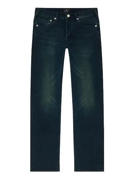 Paul Smith Standard-fit Crosshatch Stretch Over-dye Jeans - Blue