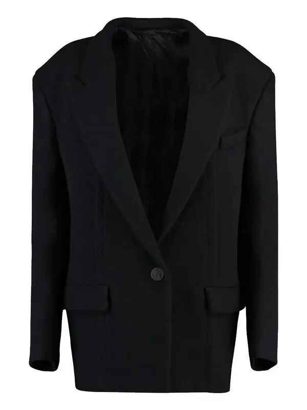 Attico Glen Short Wool Coat - Black